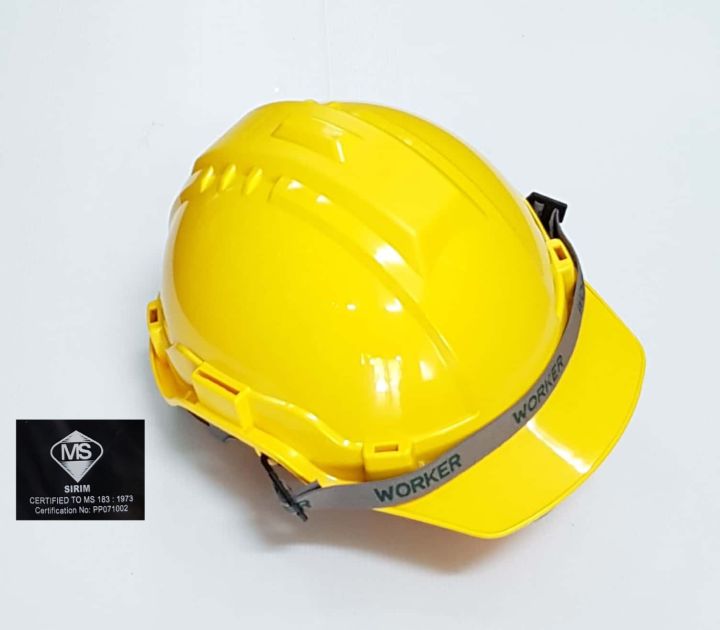 WORKER INDUSTRIAL SAFETY HELMET (YELLOW) SIRIM CERTIFIED | Lazada