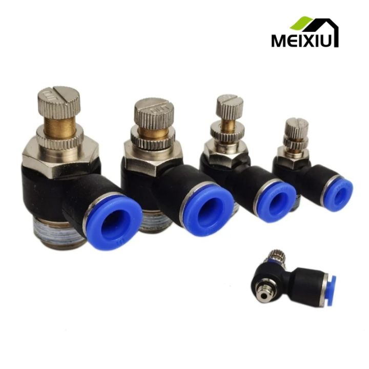 1PC Pneumatic Speed Flow Controller 8mm 6mm 10mm 12mm OD Hose Tube 1/4"BSP 1/8" 3/8" 1/2" Male ...