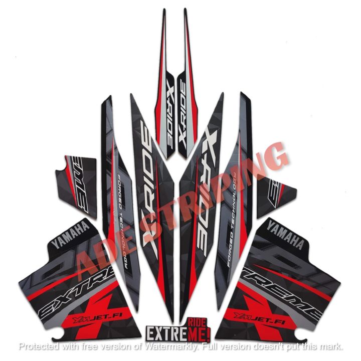 STIKER STRIPING LIS BODY MOTOR YAMAHA X RIDE 115 EXTREME 2016 HITAM ...