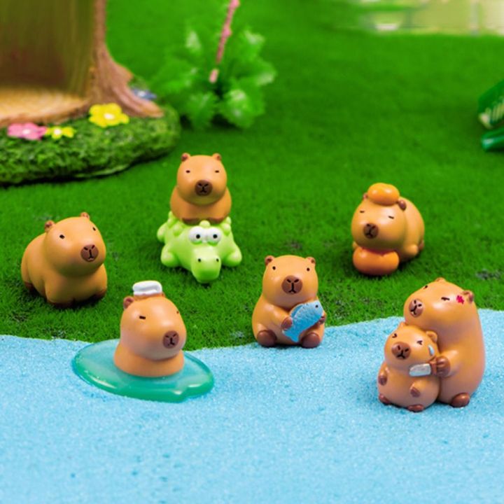 CROP FEATHER75ER8 Resin Cartoon Capybara Statue DIY Multicolor Mini ...