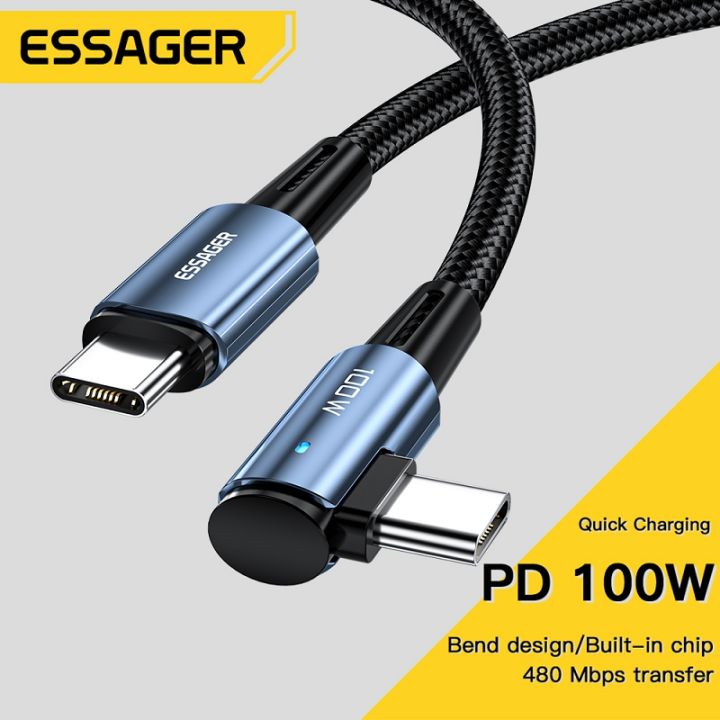 Essager PD 100W USB C to USB C Charging Cable Elbow Type-C Cable For Samsung MacBook Pro Xiaomi ...