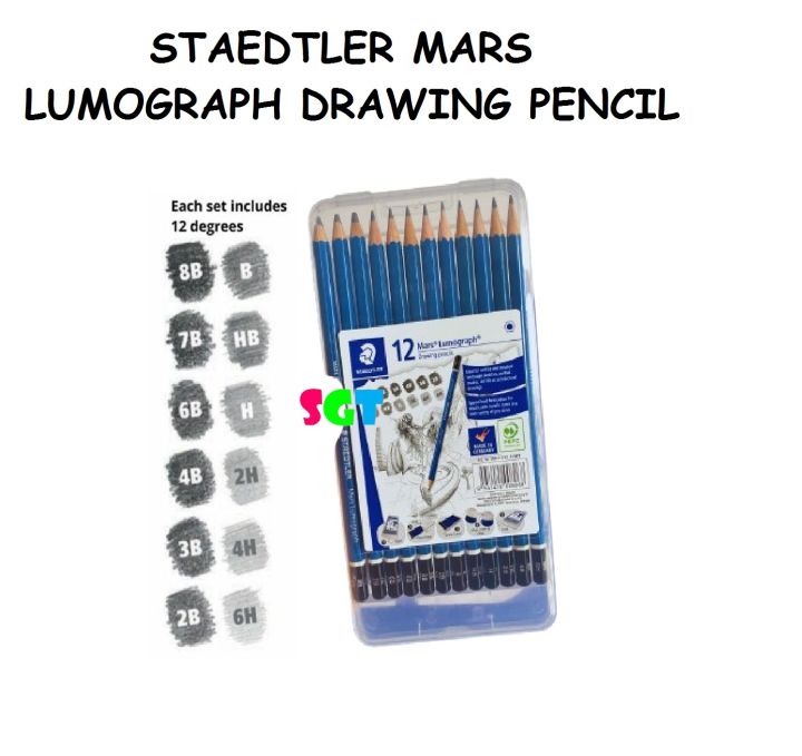 STAEDTLER Mars Lumograph Pencil 100-S (12 Pieces) | Lazada
