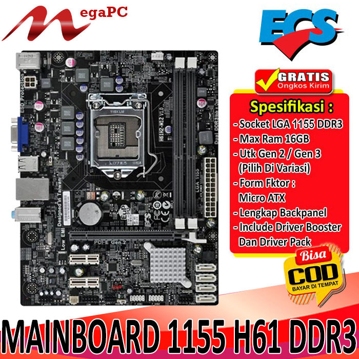 Mobo Motherboard Mainboard LGA 1155 H61 DDR3 ECS by MegaPC | Lazada Indonesia