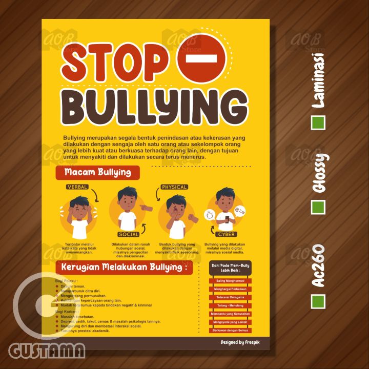 Poster Stop Bullying Anak, Poster Edukasi Laminasi A3 | Lazada Indonesia