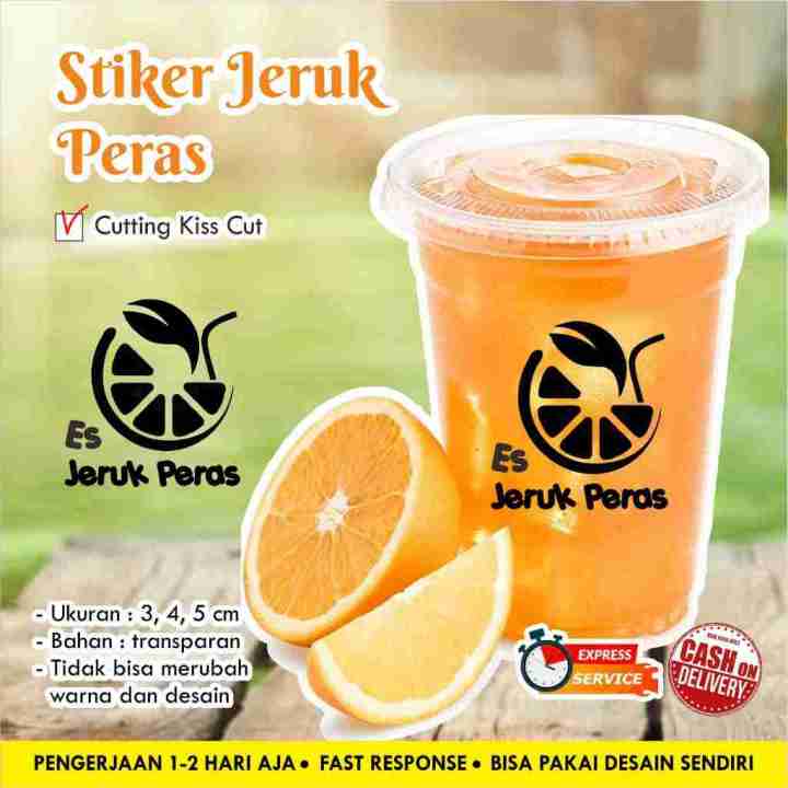 STIKER ES JERUK PERAS TRANSPARAN / LABEL KOTAK MINUMAN / TOPLES KEMASAN ...