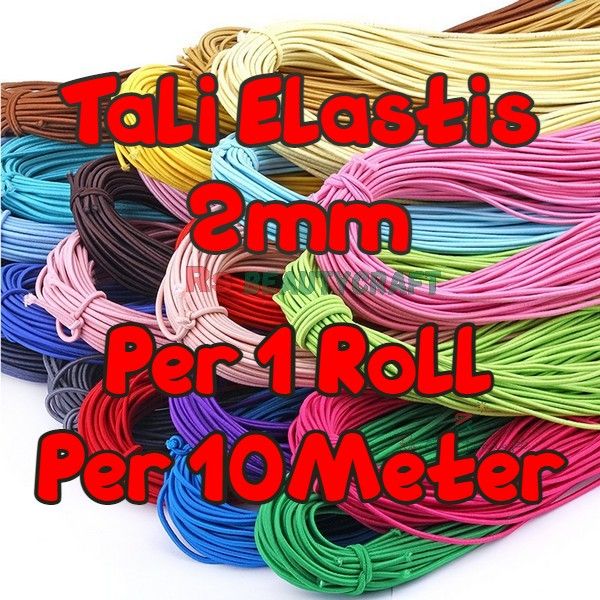 Tali Karet Elastis Bulat 2mm 1 ROLL & 10METER / elastic string / Tali ...