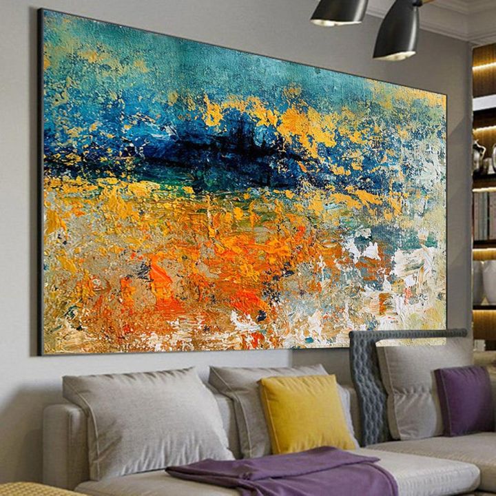 Large Original Oil Painting Art On Canvas Print Modern Bright Abstract ...
