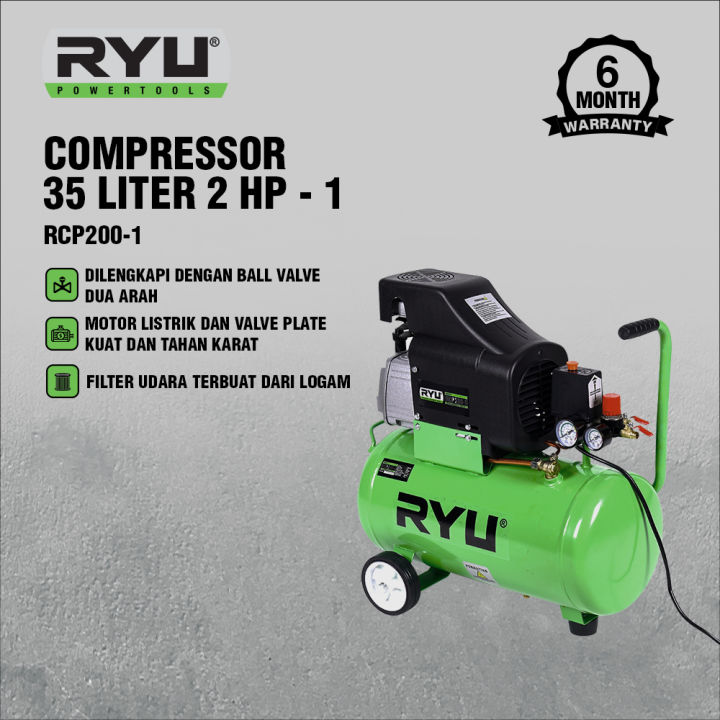 RYU COMPRESSOR 35 LITER 2 HP - MOTOR PENGGERAK - KOMPRESOR LISTRIK ...