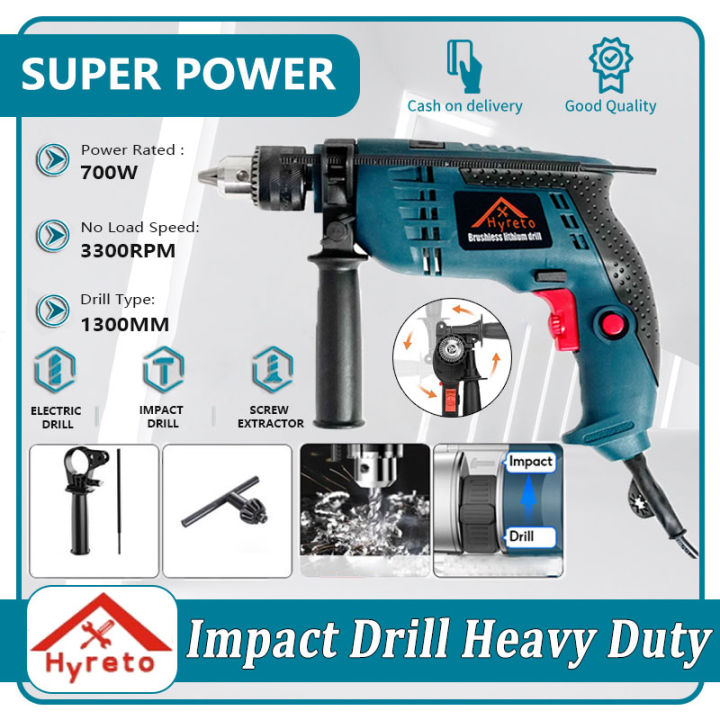 Hyreto Percussion Impact Drill 13MM Electric Hand Drill Heavy Duty 220V ...