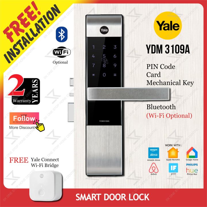 YALE YDM3109A Smart Door Lock (FREE Yale Connect Wi-Fi Bridge) YDM 3109 A / YDM 3109A(Include ...