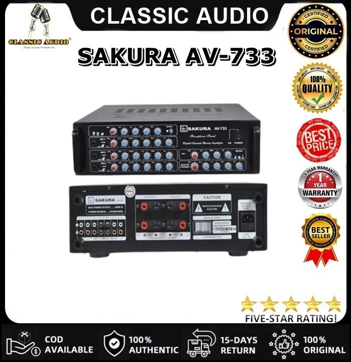 SAKURA AV-733 450W X 2 Karaoke Mixing Amplifier (Black) CLASSIC AUDIO | (ORIGINAL) | Lazada PH
