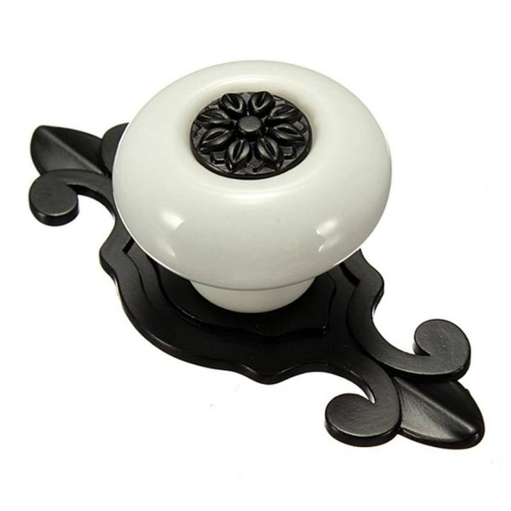 Vintage Ceramic Door Knobs Drawer Cabinet Cupboard Wardrobe Pull Handle White+Black - intl ...