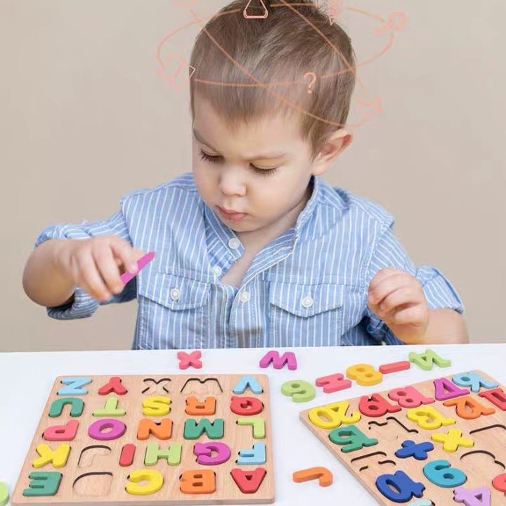 ABC Alphabet Digital Puzzle Wooden Toys Kid Number Letter shape ...