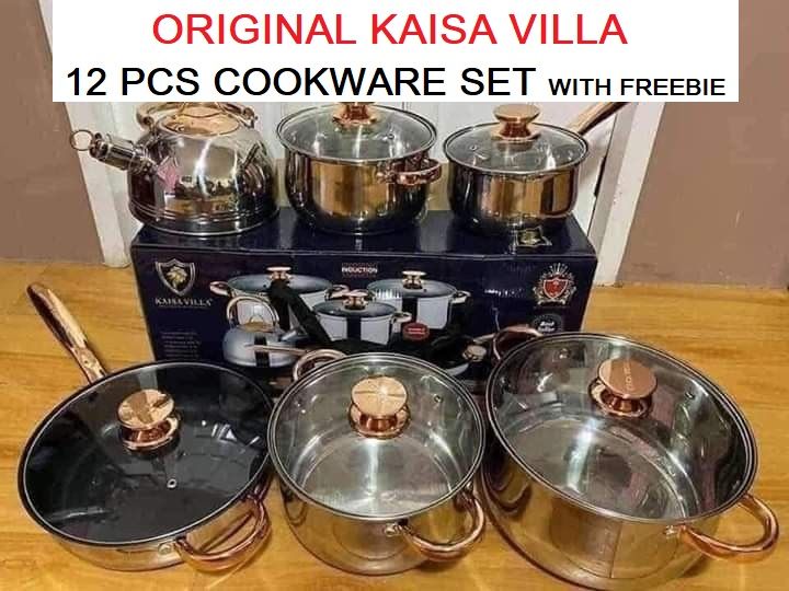 ORIGINAL KAISA VILLA 12PCS STAINLESS COOKWARE SET POTS AND NON STICK ...