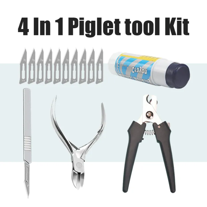 4 In 1 Piglet Tool Kit Tail Piglet Castration Cutter+Animal Crayon ...