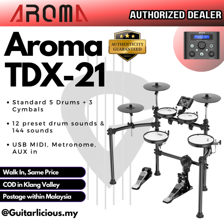 Aroma tdx21 digital drum set with mesh finish drum pad & kick Tower (TDX 21/TDX-21) | Lazada PH