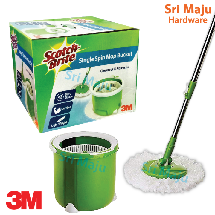 MAJU 3M Scotch Brite Single Spin Mop Bucket Set Compact Size Space ...