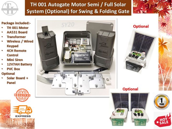 TH001 Autogate System (Full Set) - (Semi / Full Solar System (Optional)) - for Swing & Folding ...