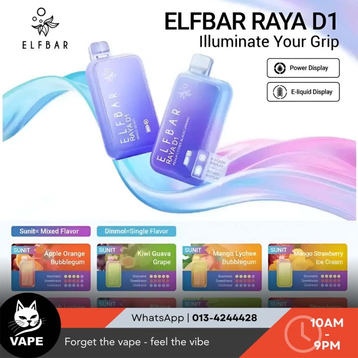 [EASY VAPE 6] (READY STOCK) ELFBAR RAYA D1 (DISPOSABLE DEVICE) 13,000 ...