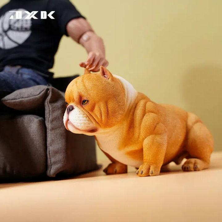 JXK 16 Mini Bully Dog Model Cute Animal Figure American Bully Pitbull ...