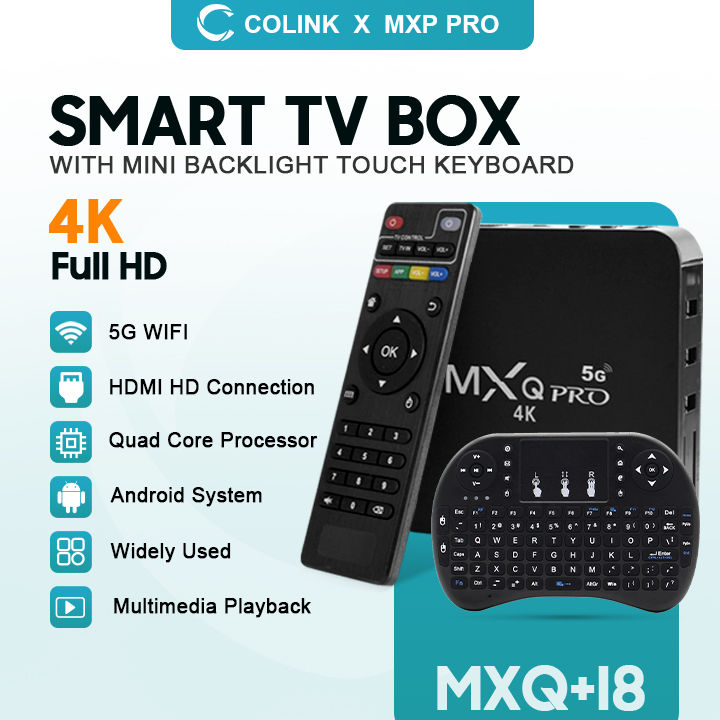 MXQ PRO 5G 4K 8+128G Android Ultra HD TV Box + I8 Mini Keyboard 2.4GHz ...