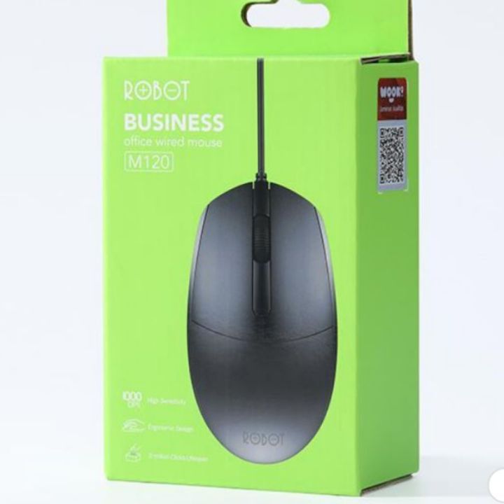 MOUSE ROBOT M120 Office Wired Mouse Black original garansi resmi ...