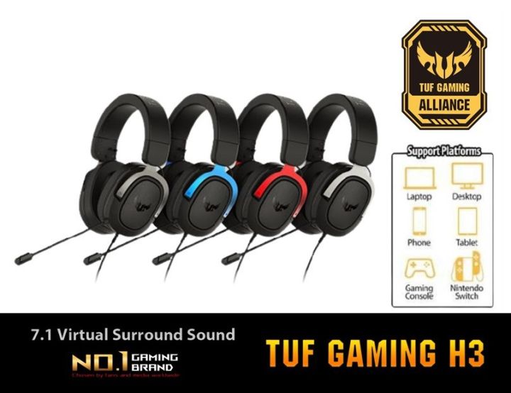 ASUS TUF Gaming H3 Over Ear Headset | Over-Ear 7.1 Surround Headphone ...