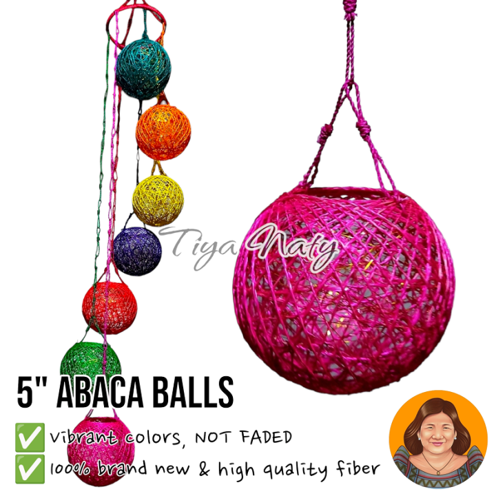 TIYA NATY Hanging Native Globe Abaca Rattan Balls String Indoor Outdoor ...