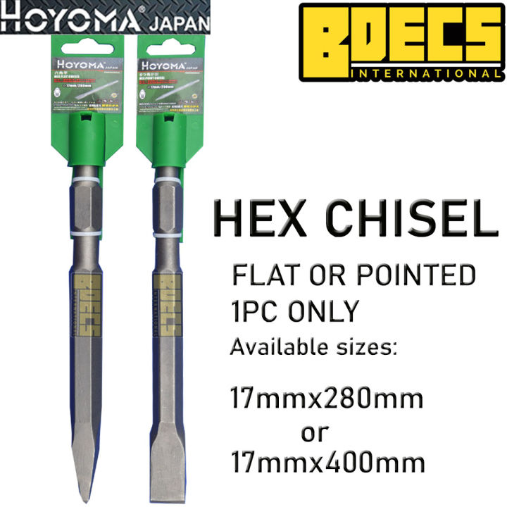 HOYOMA JAPAN Hex Pointed or Flat Chisel (Chipping Gun Bit) 1 pc only ...