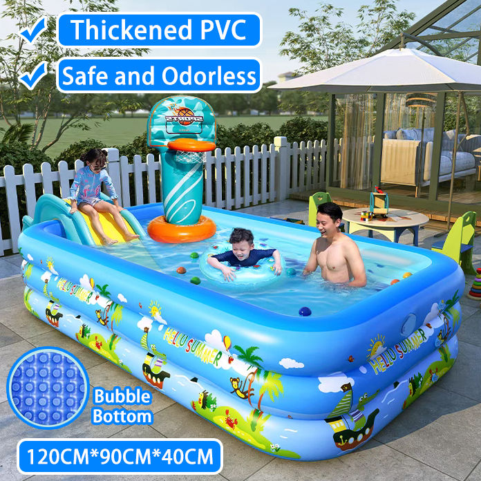 Big Size Inflatable Swimming Pool with Kids Rectangular Durable ...