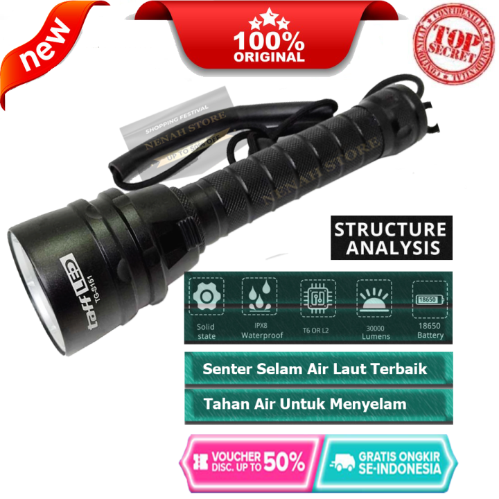 Senter Diving/Selam LED Anti Air Terbaru Dan Terbaik Kedalaman Hingga ...