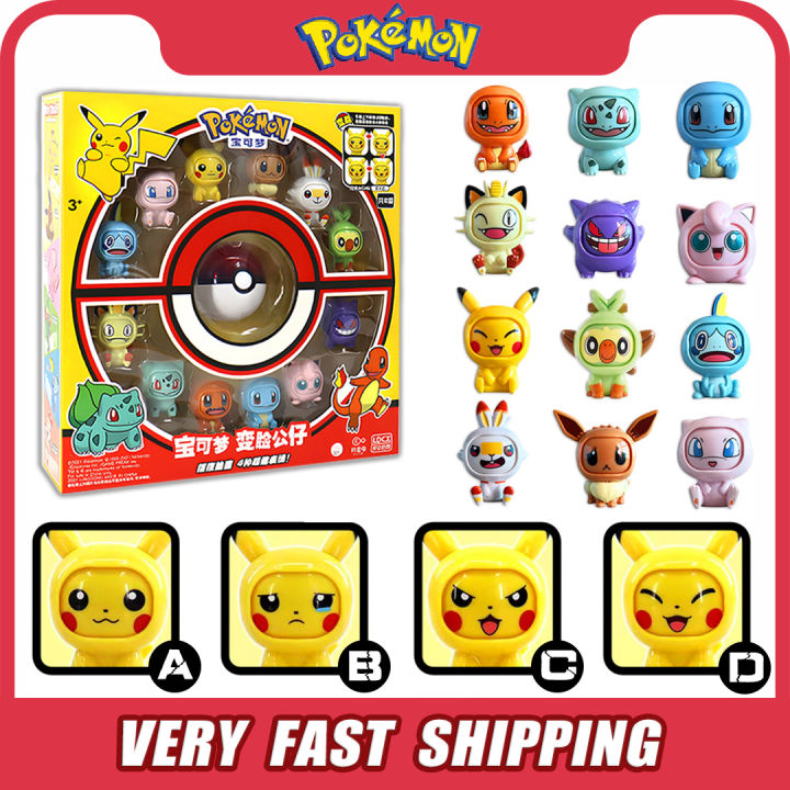 Genuine Pokemon Figures Pikachu Face Changing Toys Pokemon Anime Action ...