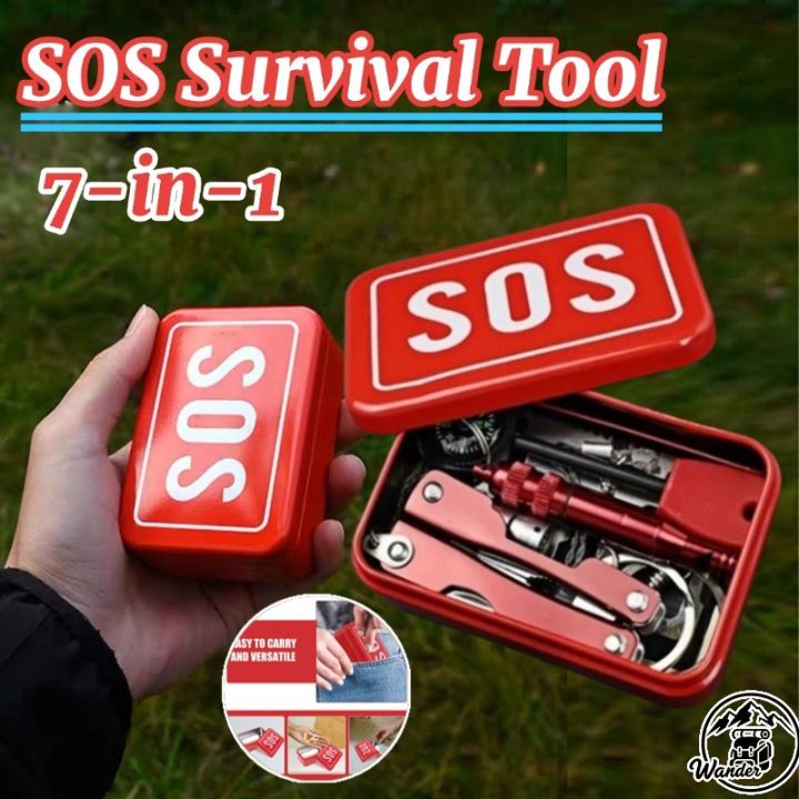 SOS Survival Box Outdoor Multi Functional Emergency Package Portable ...