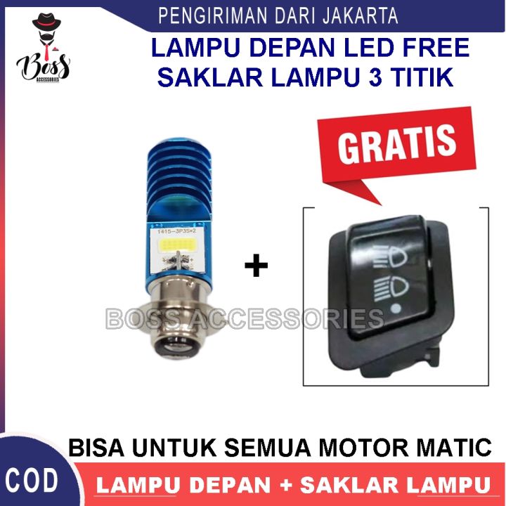 Lampu Depan Motor Plus LED Saklar Lampu Tombol DIM 3 Titik Revo / Beat ...
