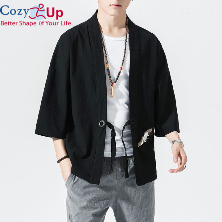 Cozy Up Chinese style Japan Men Linen Embroidery Robes Tang Suit ...
