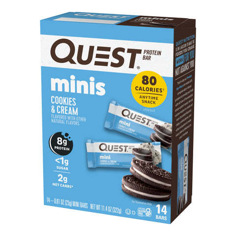 Quest Bar MINIS Cookies and Cream. Protein Bar. 8G Protein. Gluten Free ...