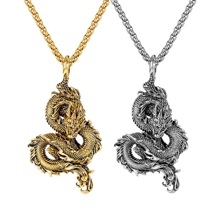 Domineering Chinese Dragon Necklace Hip-hop Chinese Zodiac Dragon ...