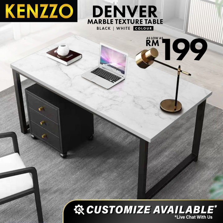 KENZZO 120CM/140CM/160CM DENVER Marble Texture Study Table / Office ...