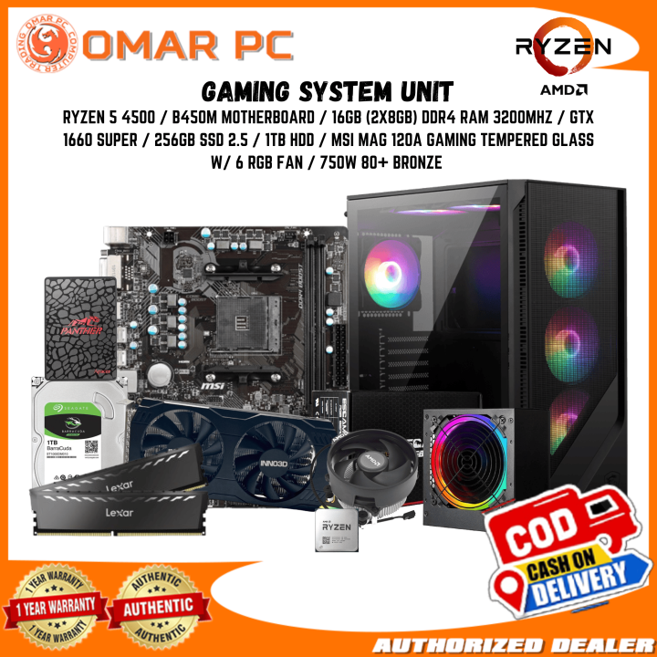 GAMING SYSTEM UNIT RYZEN 5 4500 | B450M MOTHERBOAD | 16GB (2x8GB) RAM ...