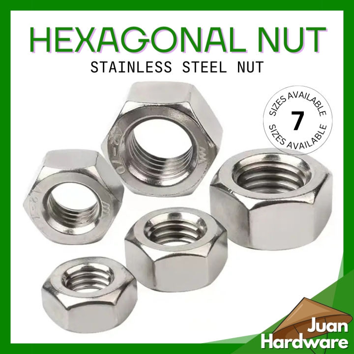 Stainless Steel Hexagonal Nut for Bolts M3 M4 M5 M6 M8 M10 M12 Hex Nut - JuanHardware | Lazada PH