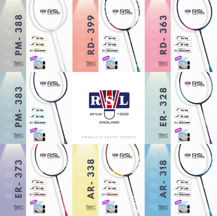 RSL Badminton Racket PLASMA/ AURORA/ RADIATE/ EARL Series | Lazada