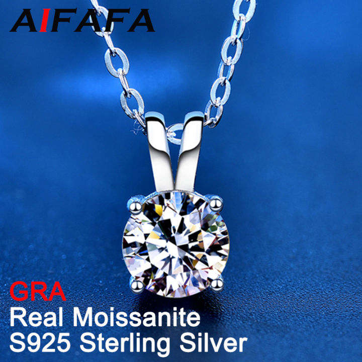 AIFAFA จริง2กะรัต Moissanite สร้อยคอจี้สำหรับผู้หญิง18พันชุบ S925เงินสเตอร์ลิงคอโซ่แต่งงานเพชร ...
