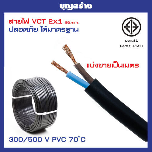 สายไฟ VCT 2x1 THAI UNION ฉนวน2ชั้น ทองแดงเต็ม 100% แบ่งขายเป็นเมตร | Lazada.co.th