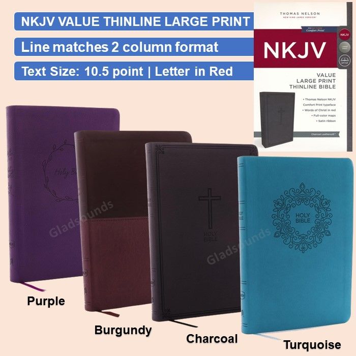 NKJV Value Thinline Bible Large Print | Letter in red | Text size 10.5 ...