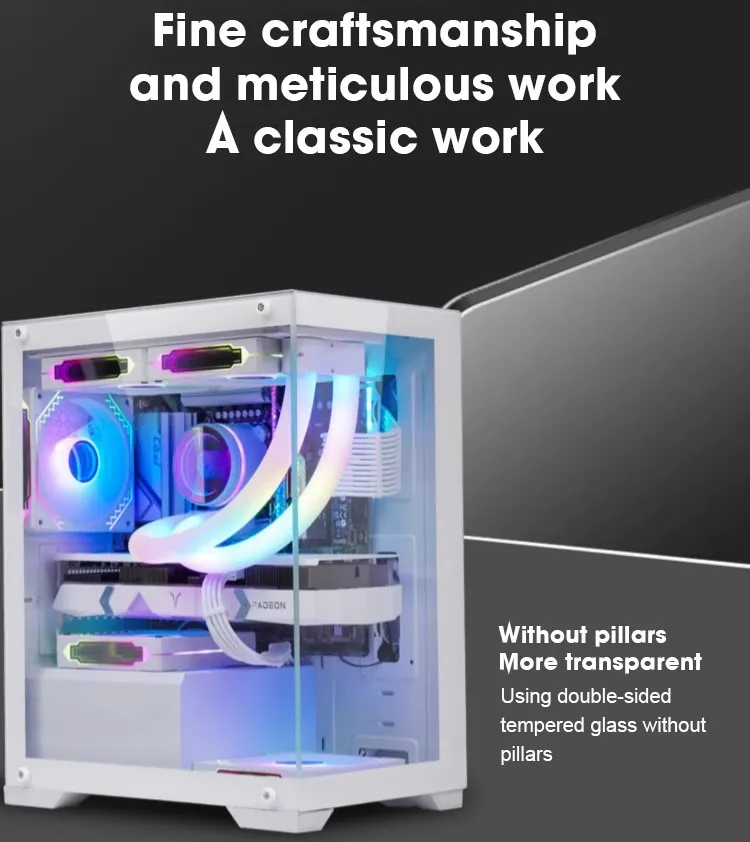 Pc Case Gaming Computer Case with Fan White Glass Inplay Seaview Palace ...