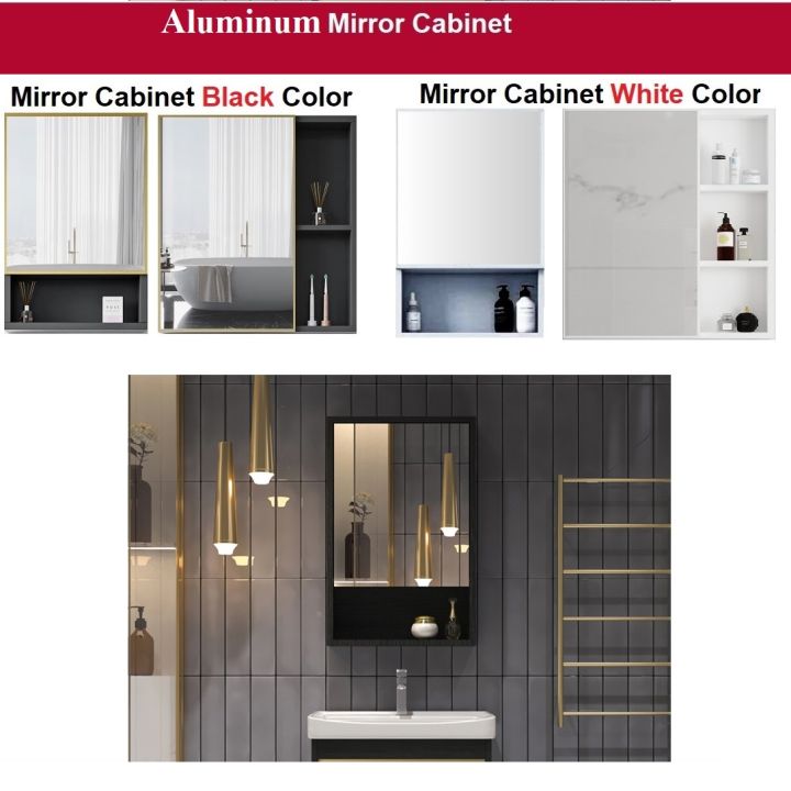 Bathroom ALUMINIUM Mirror Cabinet Toilet Storage Box with Mirror ...