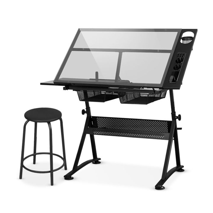 โต๊ะวาดรูป เขียนแบบ Tempered Glass Drafting Table Drawing Desk โต๊ะ ...
