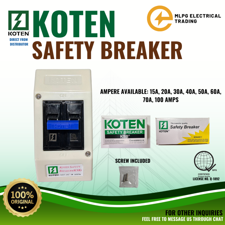 Koten Safety Breaker (KSB) 2POLE (15, 20, 30, 40, 50, 60, 70, 100AMP ...