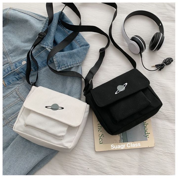 Canvas Unisex Messenger Bag Multilayer Storage Harajuku School Tool Bag ...