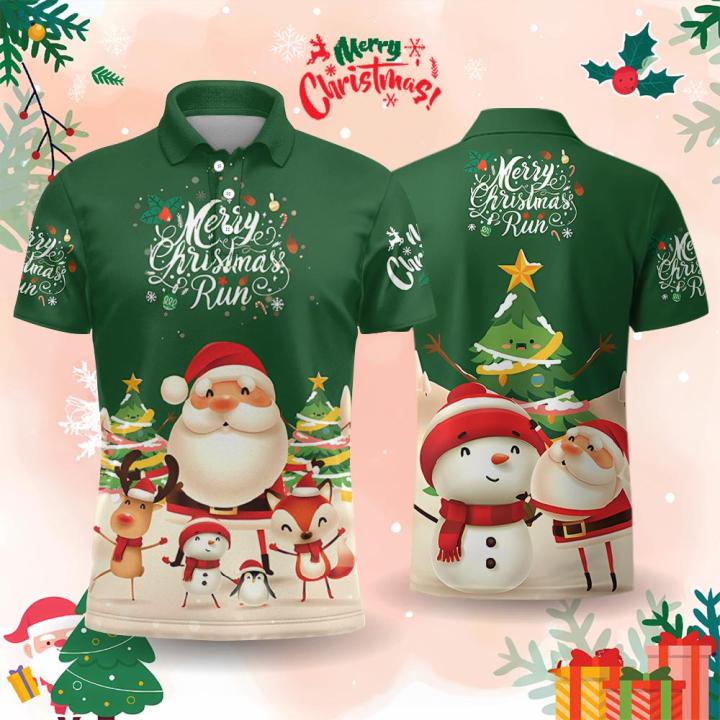 2025 Merry Christmas Polo Shirts Christmas Tree Snowman 3d Printed Polo ...